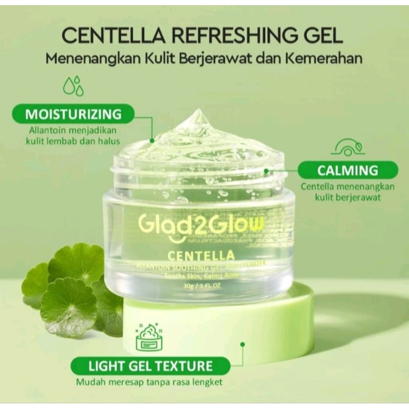 Jual GLAD2GLOW CENTELLA ALLANTOIN SOOTHING GEL MOISTURIZER 30 gr , 50 ...