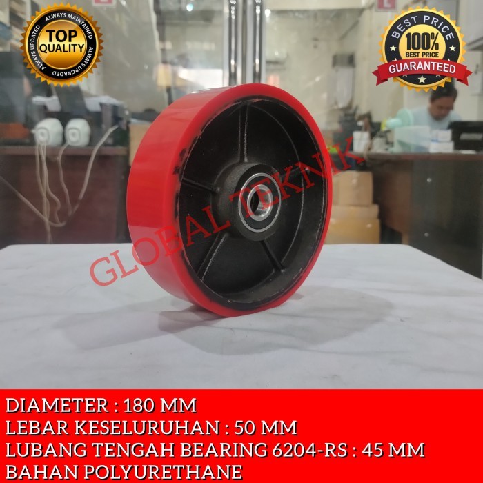 Jual Roda Caster Troli Troly PU Merah 3 ton Heavy Duty Wheel Only WO ...