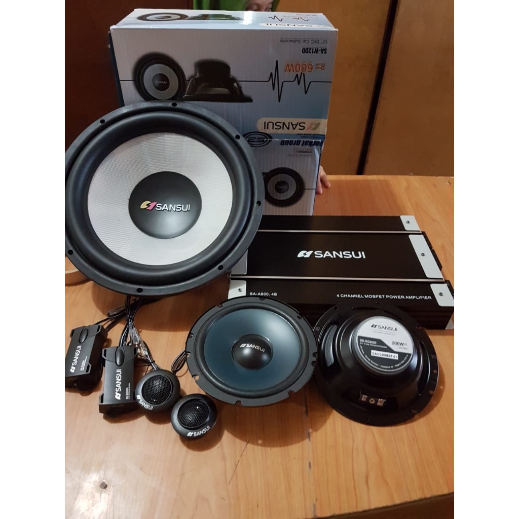 Jual Paket Audio Mobil Full Set SANSUI Subwoofer Power Speaker Split 2 ...