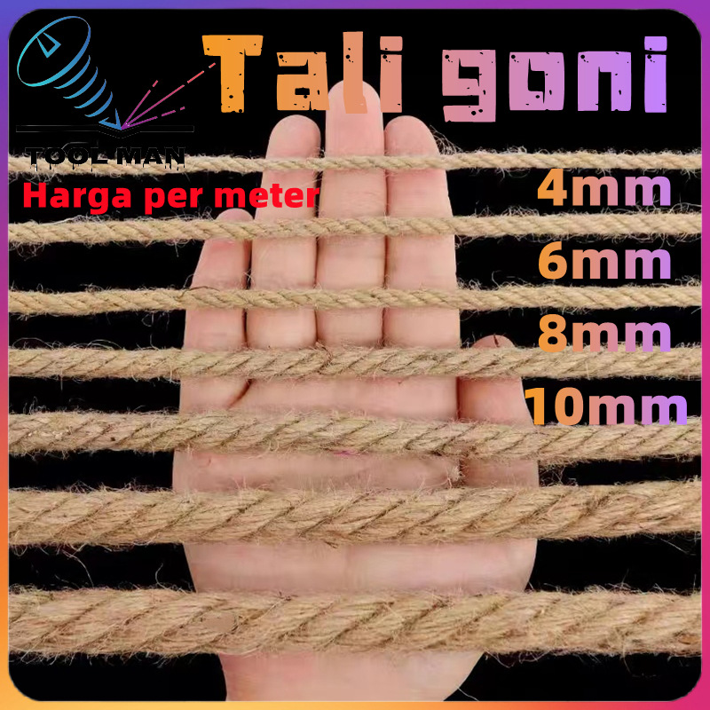 Jual Tali goni 4mm 6mm 8mm 10mm【Harga per meter】Tali rami Natural ...