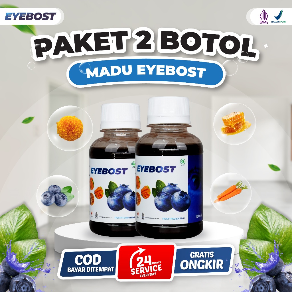 Jual Paket 2 Botol - Eyebost Vitamin Mata Original Madu Herbal Alami ...
