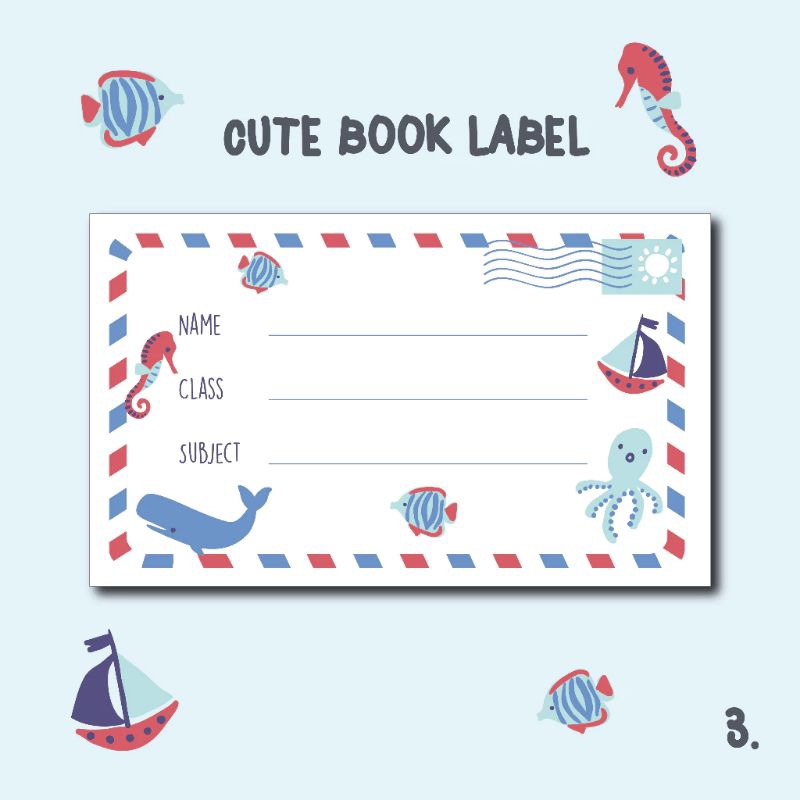 Jual Name Tag Stiker Sticker Nama Kosongan Anak Cewek Cowok Gambar Lucu ...