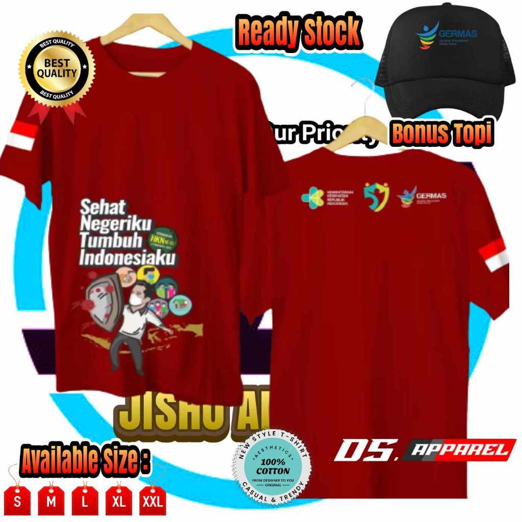 Jual KAOS HKN SEHAT NEGERIKU TUMBUH INDONESIAKU (READY LENGAN PENDEK ...