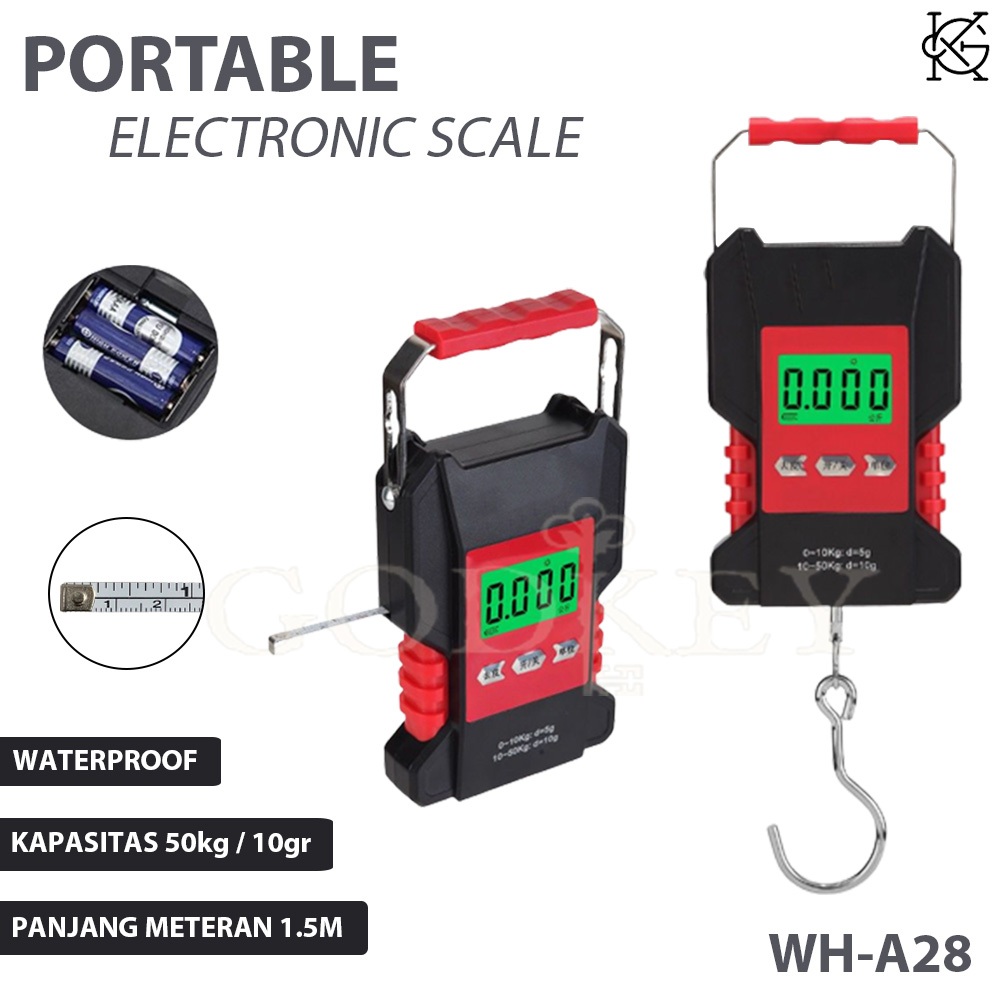 Jual WH- A28 Timbangan Digital Koper 50 kg / 10 Gram Gantung Meteran ...