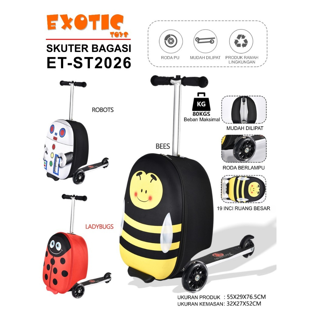 Jual Scooter Skuter Bagasi Koper Anak Lipat Ringan ST-2026 Exotic Alloy ...
