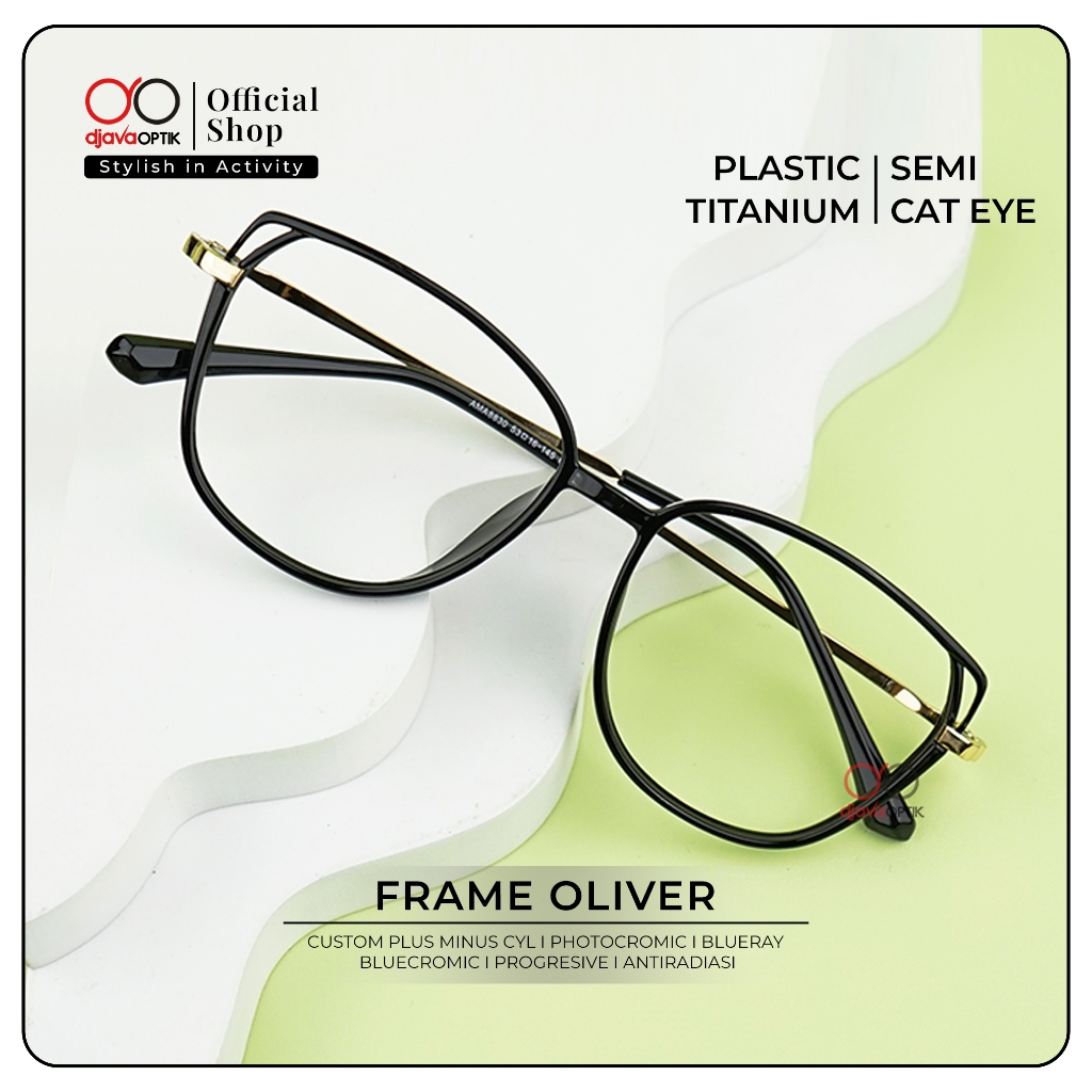 Jual DJAVA OPTIK - Frame Oliver - Kacamata Semi Cat Eye Terbaru Minus -4,25 s/d -6,00 | Shopee ...