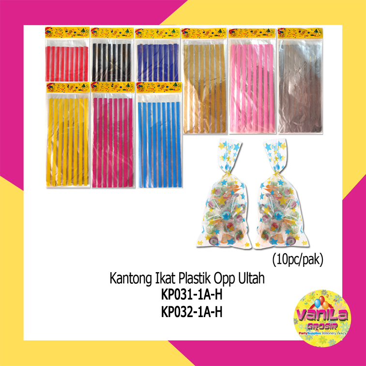 Jual (Isi 10Pcs Uk M) Kantong Ikat Plastik Opp Ultah Motif Garis ...