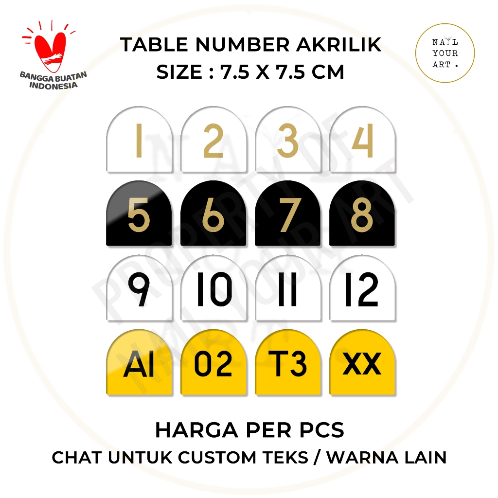 Jual Sign Akrilik NOMOR MEJA ROUND 7.5 Cm - Nail Your Art - Table ...