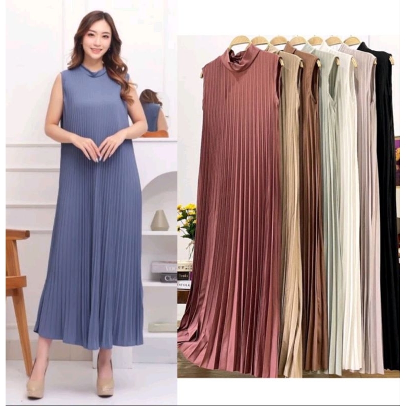 Jual INNER DRESS PLISKET LENGAN BUNTUNG GLESS HYGET PREMIUM POLOS ...