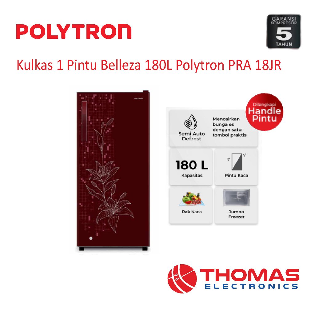 Jual Kulkas 1 Pintu Polytron PRA18JR PRA 18 JR Belleza 180 L Garansi ...