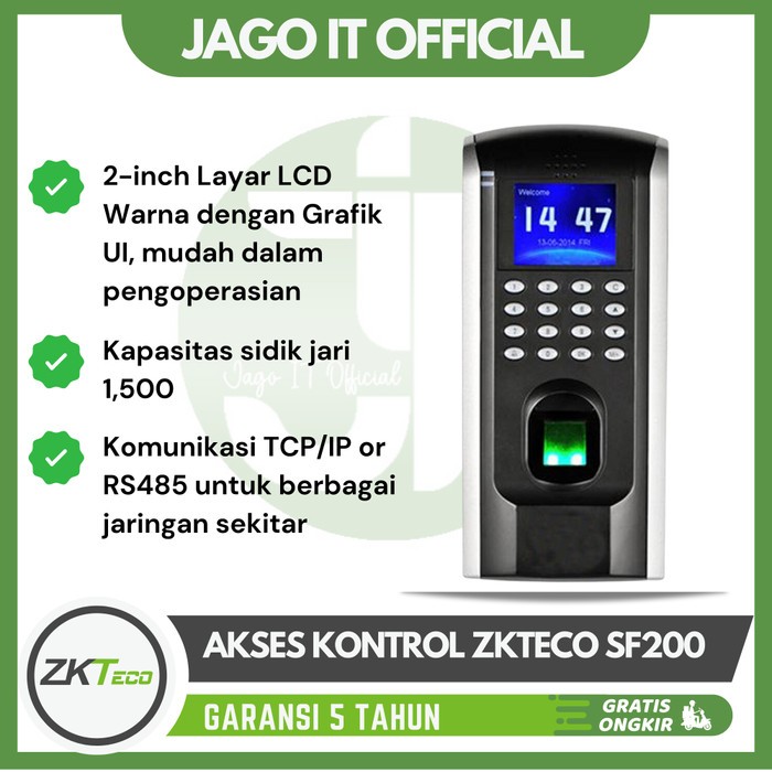 Jual Mesin Absensi | Akses Kontrol ZKTeco SF200 Sidik Jari dan Kartu RFID | Shopee Indonesia