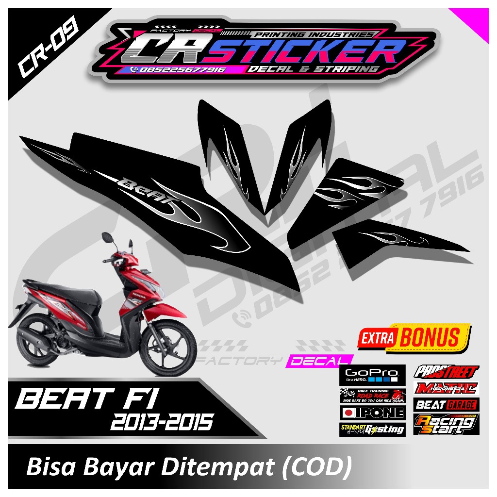 Jual Striping Terbaru Beat FI Old 2013-2015 Stiker Transparan Api Beat ...