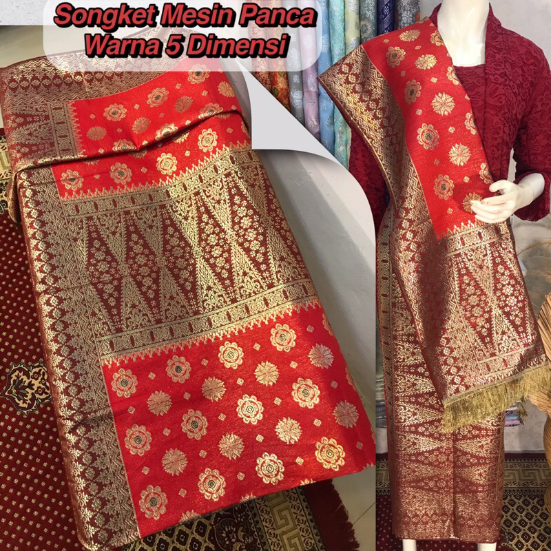 Jual Songket Mesin Panca Warna 5 Dimensi-Asli Tenun Mesin palembang ...