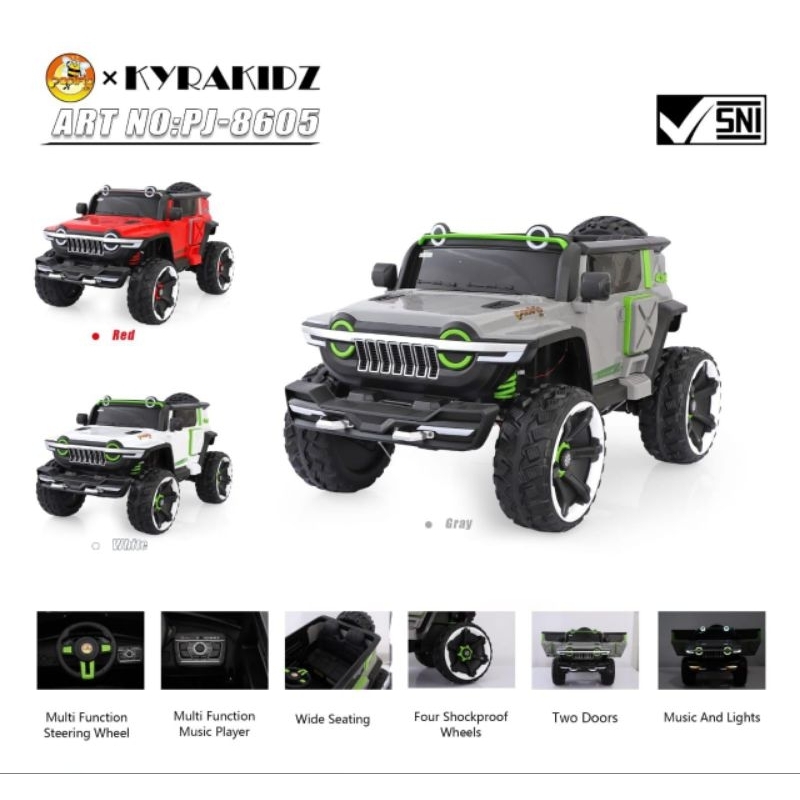 Jual PROMO (FREE KARPET) MAINAN MOBIL AKI ANAK JEEP KYRAKIDZ PJ8602 PJ-8602 PJ8605 PJ-8605 ...