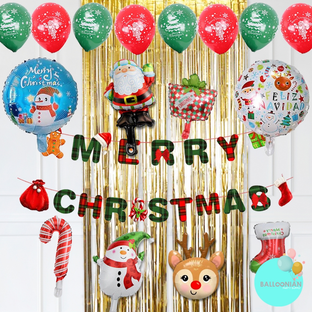 Jual CHRISTMAS BANNER SHAPE DECORATION/HIASAN NATAL/BALON FOIL SANTA ...
