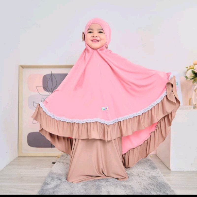 Jual alat solat anak mukena anak renda perlengkapan solat anak usia 1-5 ...