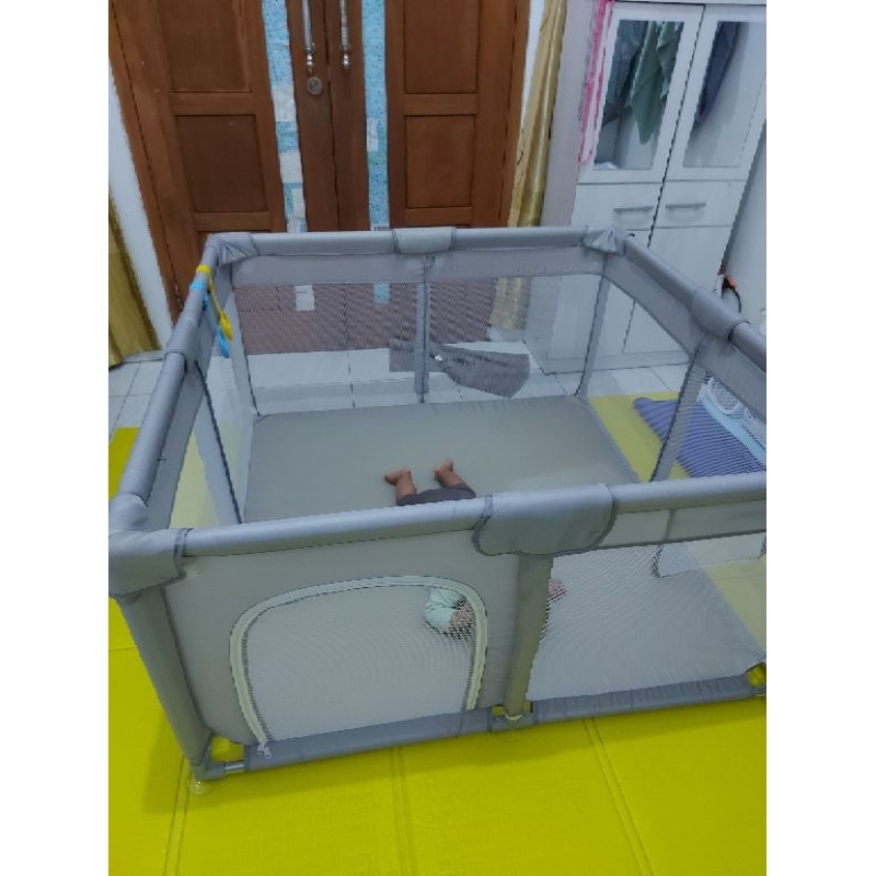 Jual Tempat main bayi ukuran 120 cm x 120 cm (preloved) pagar main bayi ...