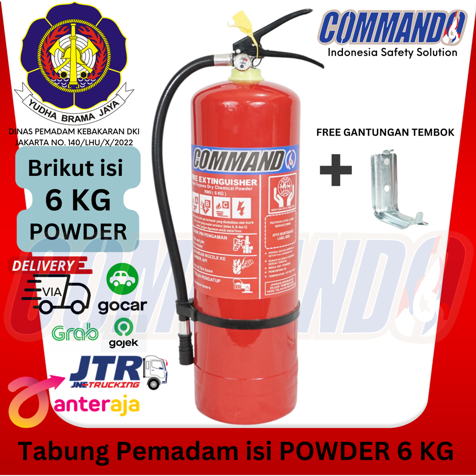 Jual Tabung APAR 6 KG Powder Commando / 6 KG Pemadam Portable | Shopee ...