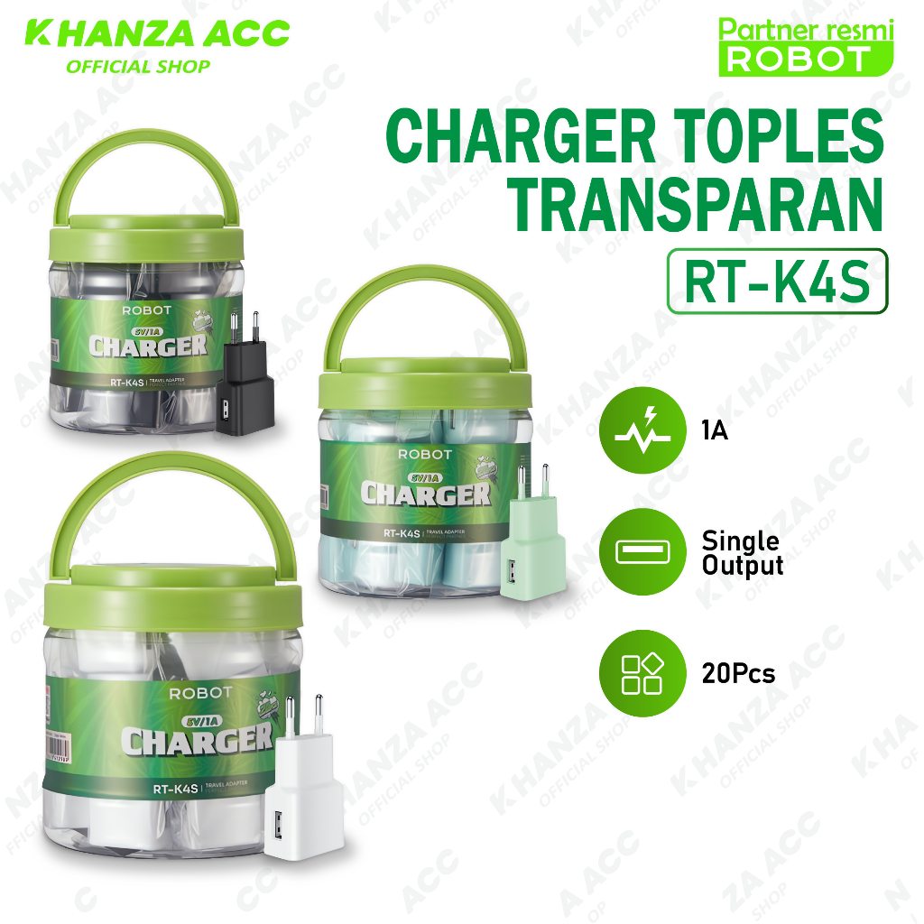 Jual KHANZAACC ROBOT RT K4S Charger 1A 1 Toples Isi 20 Pcs | Shopee Indonesia