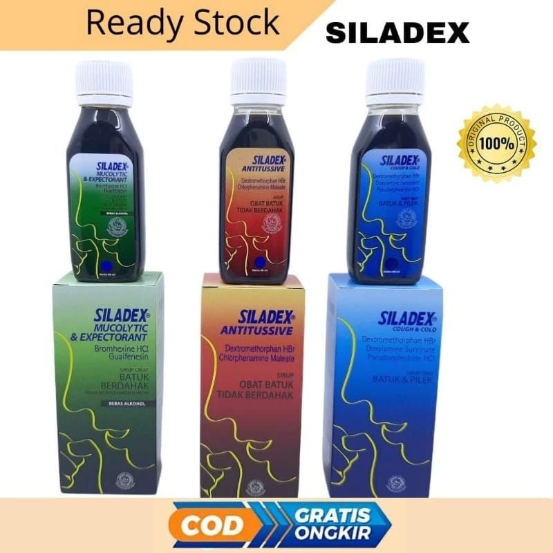 Jual SILADEX Sirup Obat Batuk Kering Berdahak & Flu All Variant 60ml ...