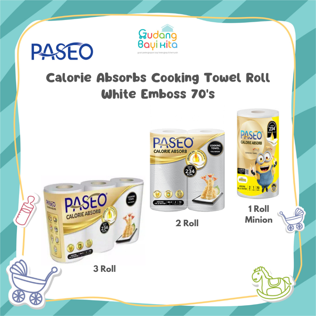 Jual Paseo Calorie Absorbs Cooking Towel Roll White Emboss 70's ...