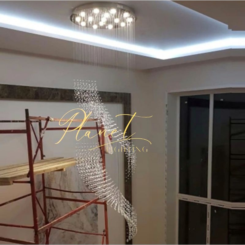 Jual Lampu kristal/lampu plafon 2sabit D.80cm H.200cm | Shopee Indonesia