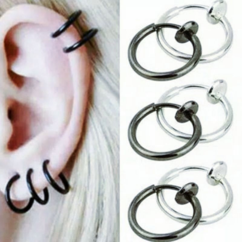 Jual FAKE TINDIK GIWANG STAINLESS / FAKE PIERCING HOOPS / FAKE TINDIK ...