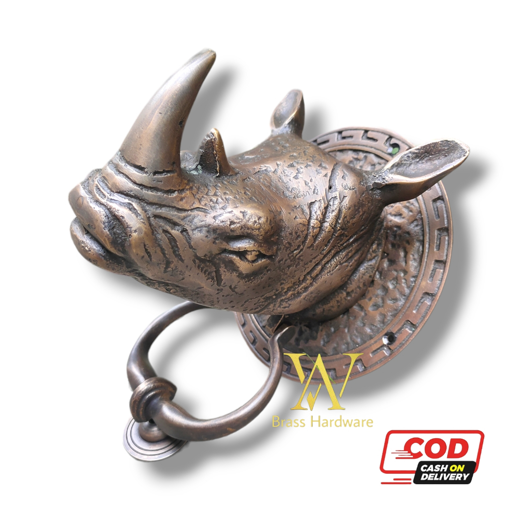 Jual Ketukan Pintu Kuningan Antik Motif Badak Bercula Satu 1 Pcs ...
