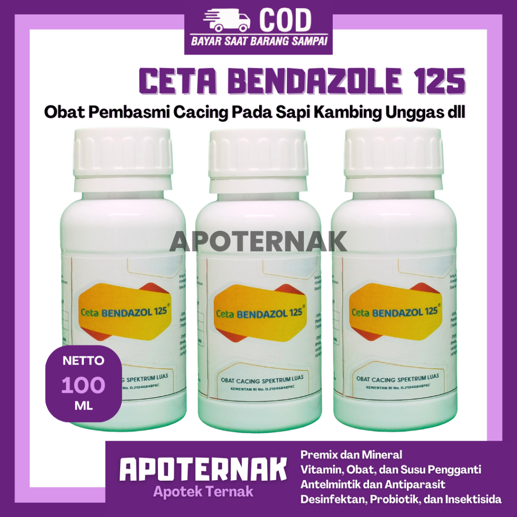 Jual CETA BENDAZOL 125 100 ml - Obat Cacing Pada Ternak Sapi Kerbau ...