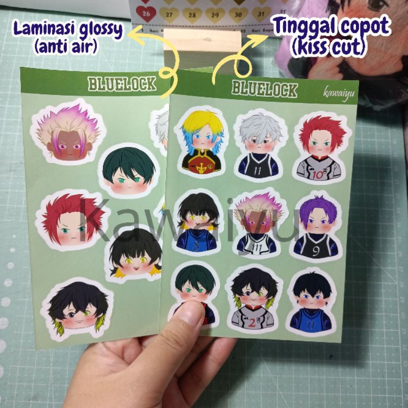 Jual Sticker Anime Anti Air Bluelock A6 Bachira Nagi Isagi Kaiser ...