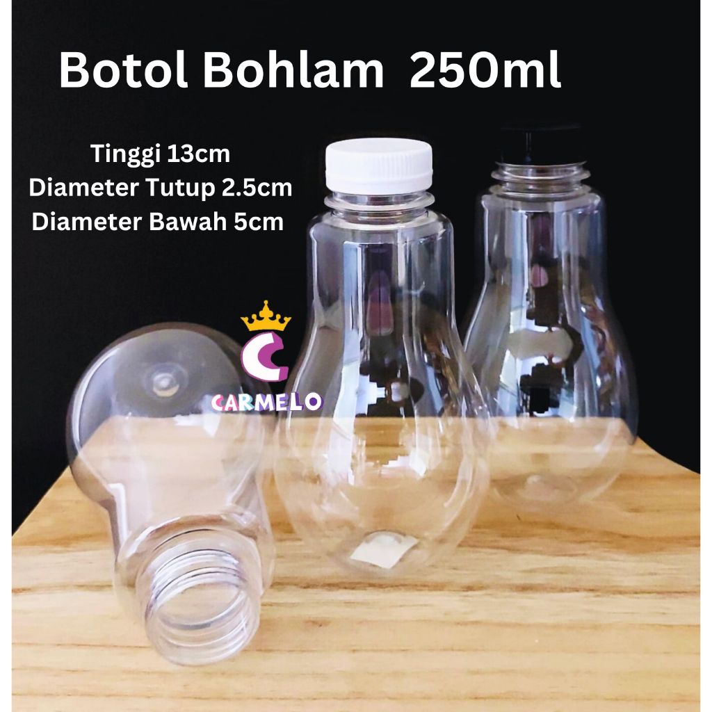 Jual Botol Bohlam 250 ml - Botol Minuman [15pc] / Jus unik / Botol ...