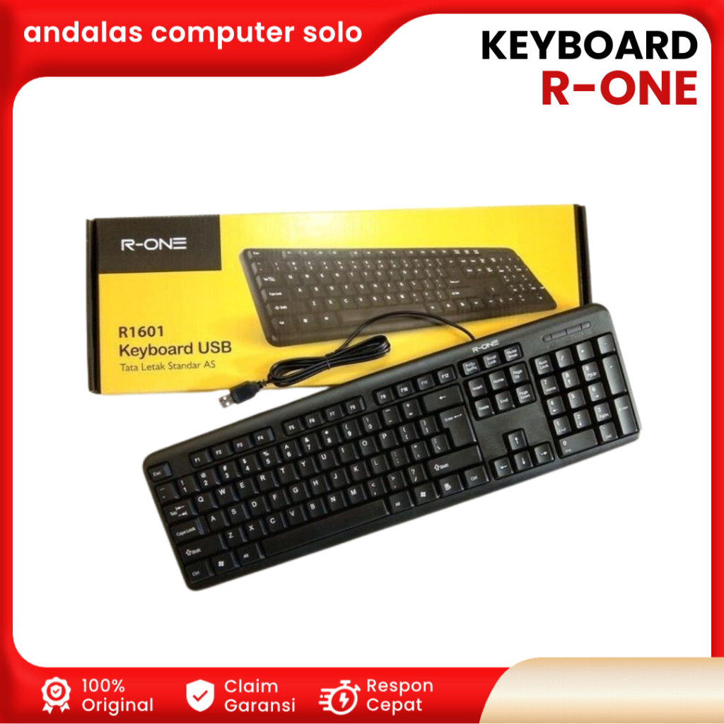 Jual KEYBOARD USB KABEL OFFICE R-ONE R1601 WIRED KEYBOARD OFFICE PC ...