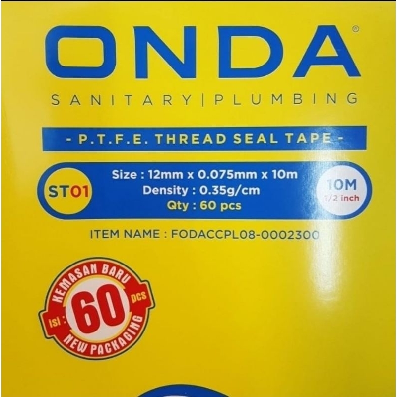 Jual Harga 1 LUSIN Seal Tape Onda 12mm / Tape Perekat 12 mm / PTFE ...