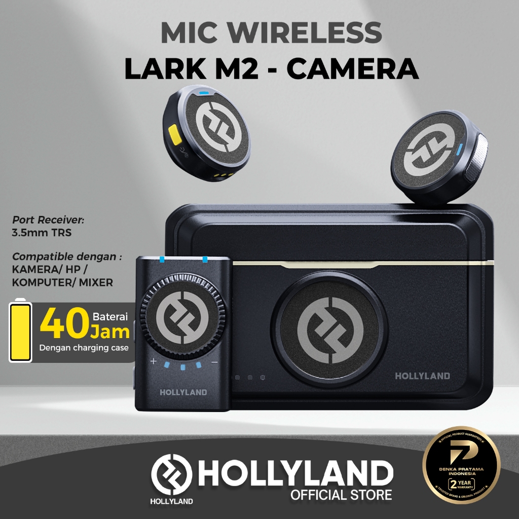 Jual Hollyland Lark M2 Mic Wireless Kamera/ HP/ Mixer With Charging Case | Shopee Indonesia