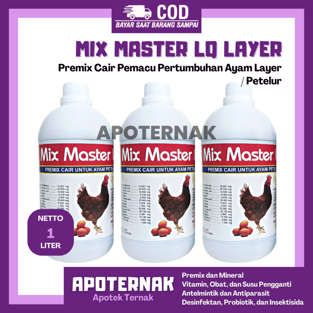 Jual MIX MASTER LQ LAYER | Premix Pemacu Produksi Ayam Petelur Layer ...