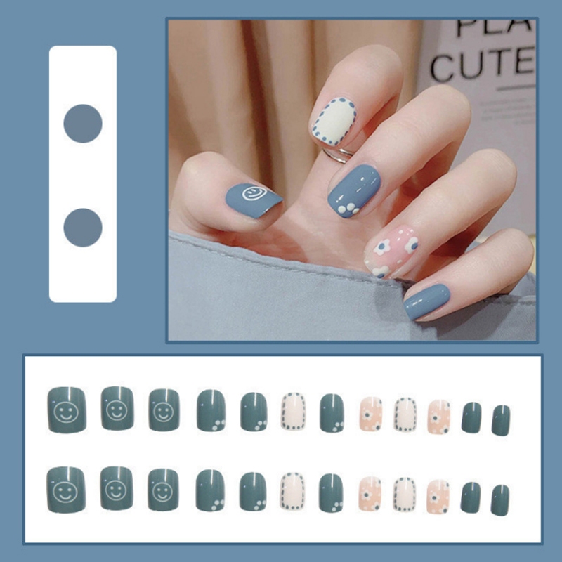 Jual Kuku Palsu Bening 24 Pcs Fake Nail Art 3D Kuku Palsu Tahan Air ...