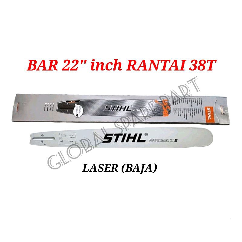 Jual GUIDE BAR CHAINSAW 22" inch baja laser RANTAI 38T PANJANG 55cm ...