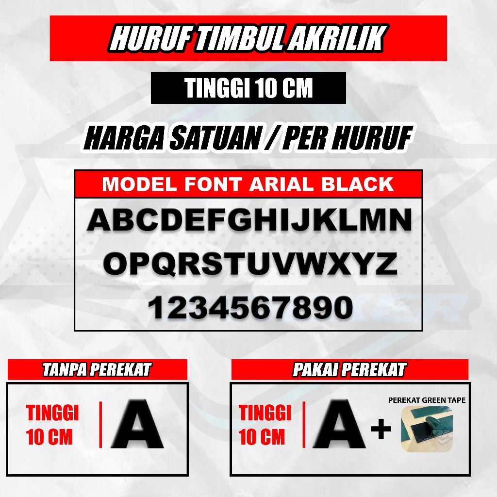 Jual Huruf Timbul Akrilik / Tinggi 10 Cm / Dekorasi / Nomor Rumah ...