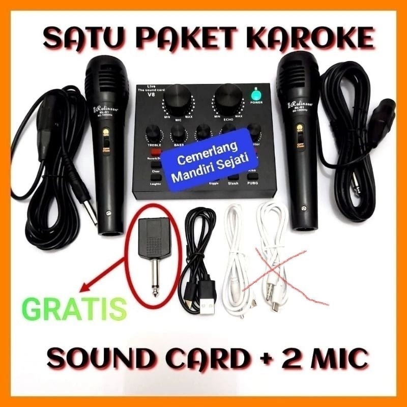 Jual ALAT KAROKE SATU PAKET [TG] Mixer mini mic/Soundcard Broadcast ...