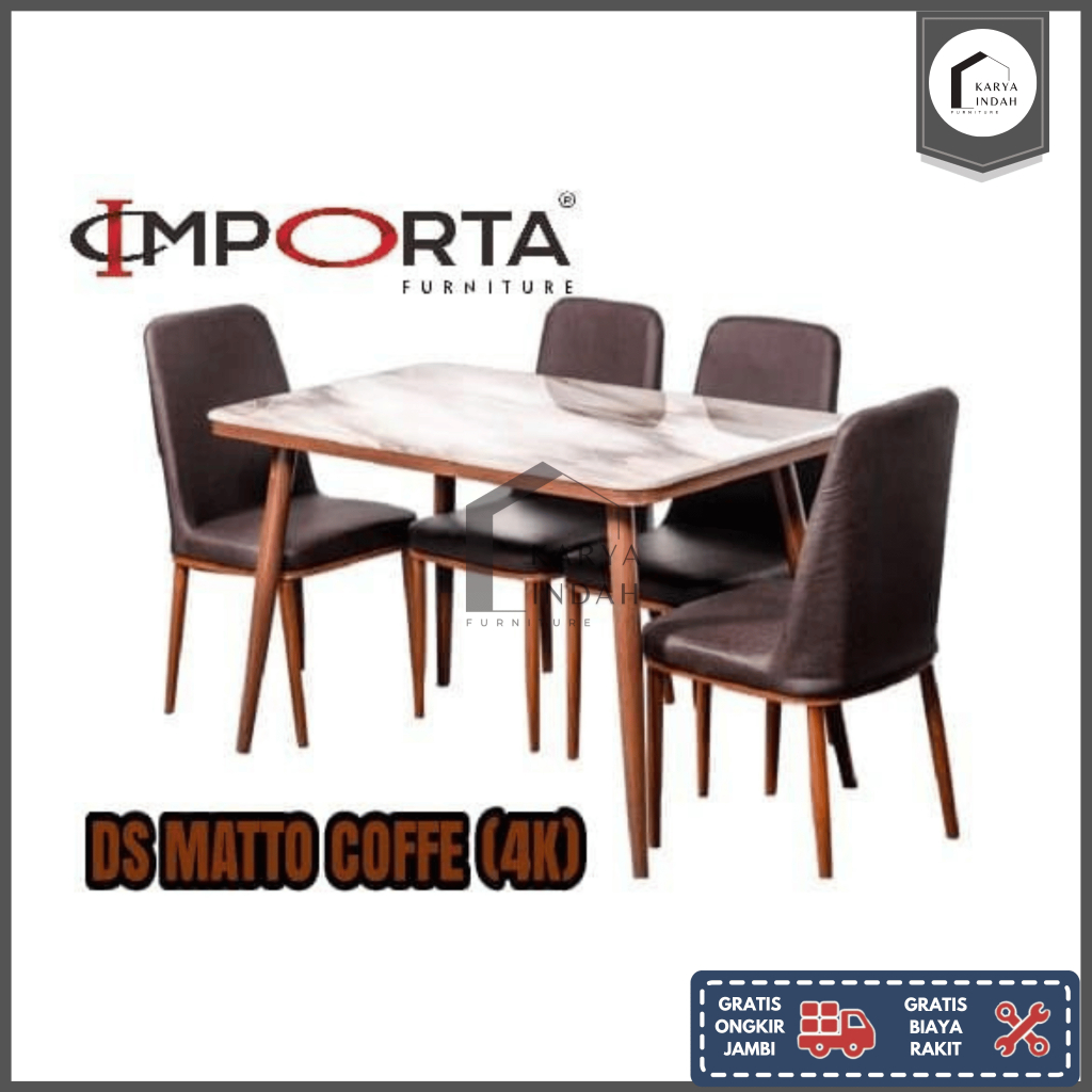 Jual Meja Makan IMPORTA DS MATTO Batu Marmer 4 Kursi Modern Minimalis ...