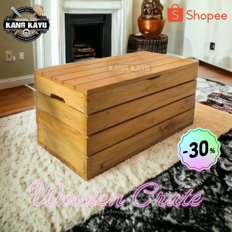 Jual Kotak penyimpanan wooden crate box kayu serbaguna plus tutup ...