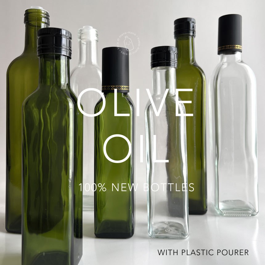 Jual Botol kaca olive oil - Botol minyak - pourer ropp cap - clear ...