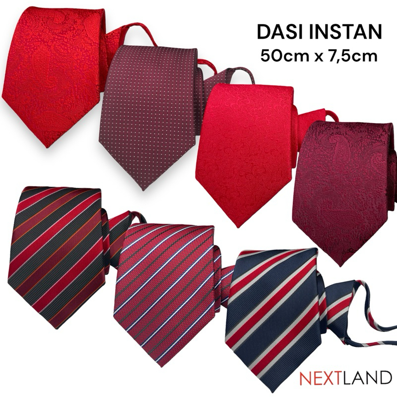 Jual Dasi instan NEXTLAND Dasi Pria zip tie Dasi Merah 50cm x 7cm ...