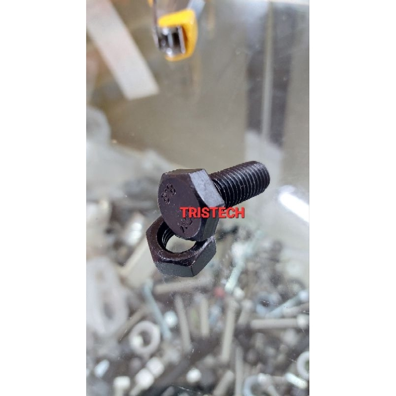 Jual baut mur baja m12x30 m12 x 30 kunci 19 baja 8.8 hex bolt nut HTB ...