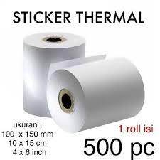 Jual KERTAS RESI LABEL STIKER BARCODE PRINTER THERMAL TERMAL UKURAN A6 100X150 MM ISI 300 500 ...