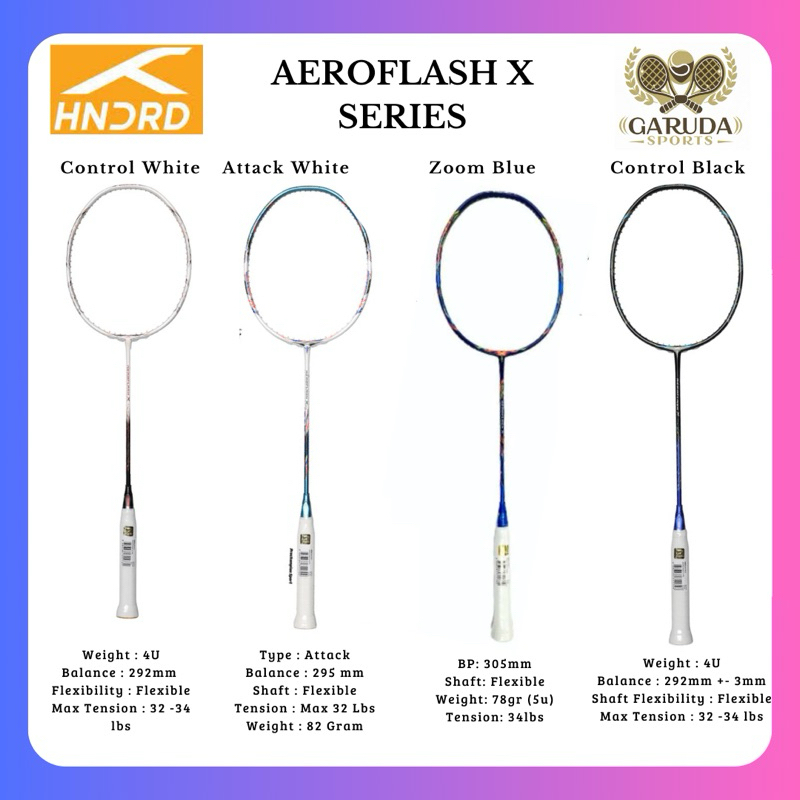 Jual Raket Bulu Tangkis / Badminton HUNDRES AEROFLASH X CTRL WHITE ...