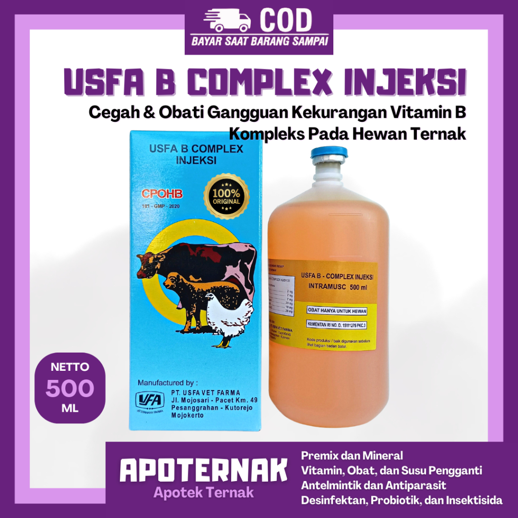Jual USFA B COMPLEX injeksi 500ml - Vitamin B complex Komplek Kompleks ...