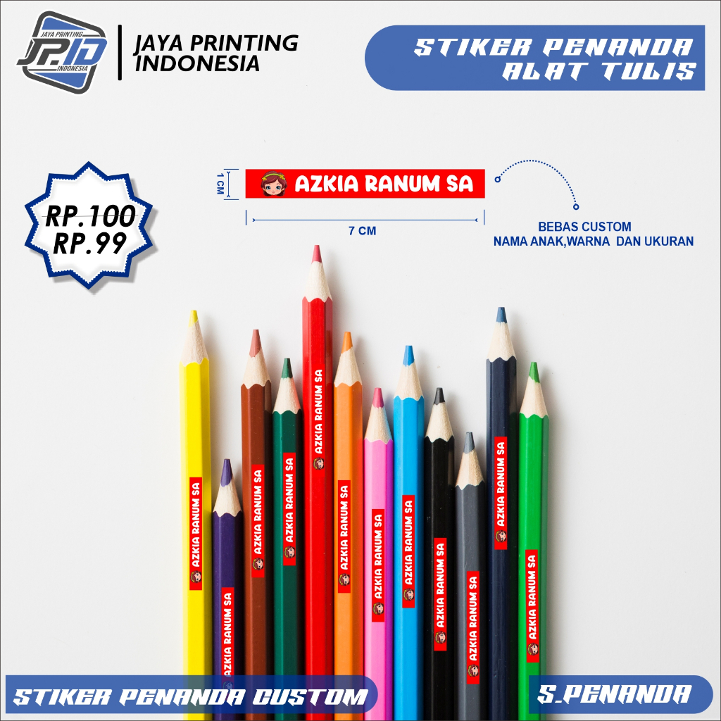 Jual Sticker Nama Pensil Stiker ATK Alat Tulis Setiker Penanda ...