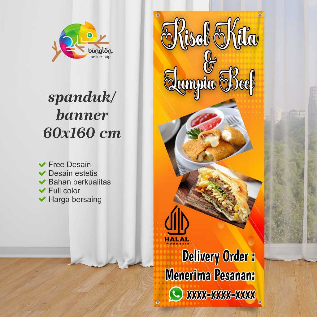 Jual Spanduk Banner Risol dan Lumpia Beef Free Desain | Shopee Indonesia