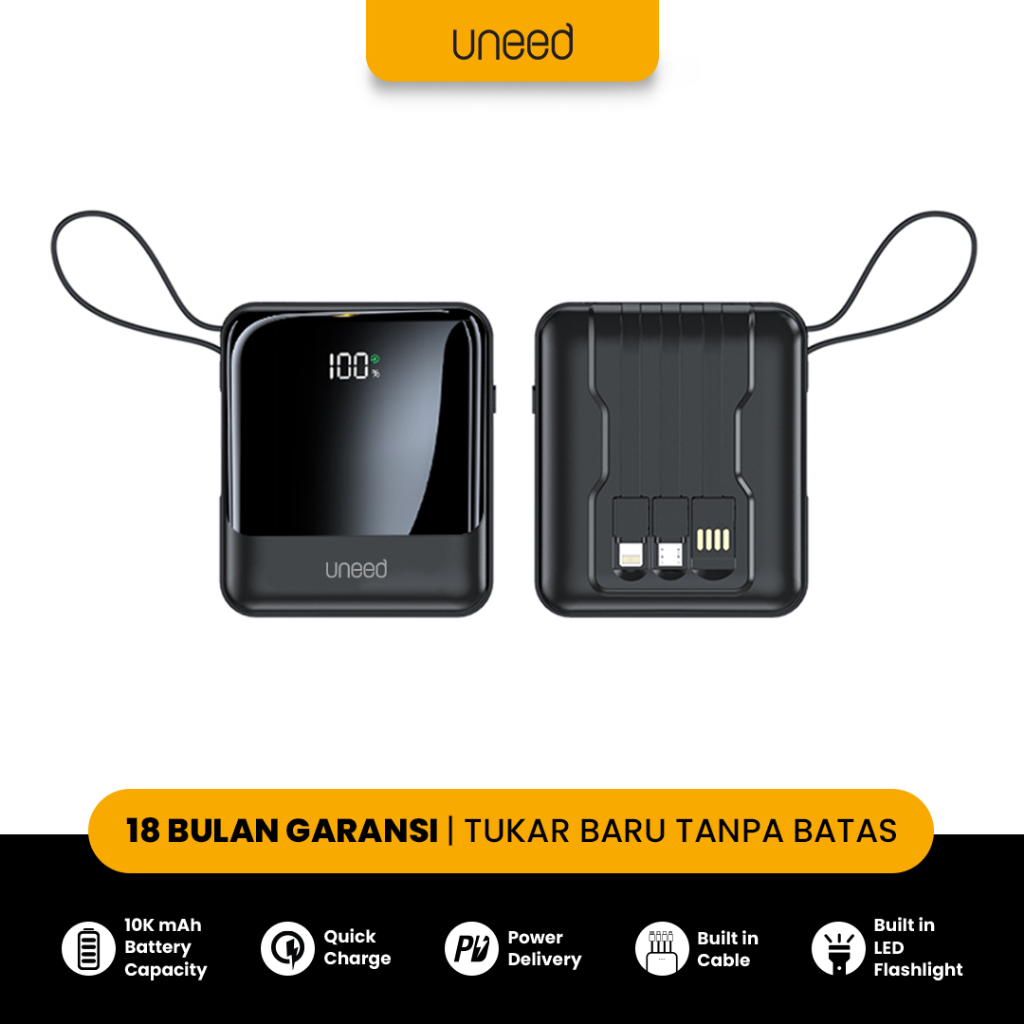 Jual UNEED MultiBox DF10 Powerbank Built in Cable QC 10000mAh 22.5W ...